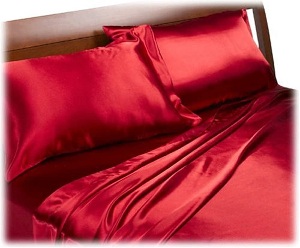 Royal Opulence Divatex Home Fashions Satin King Sheet Set, Red ...