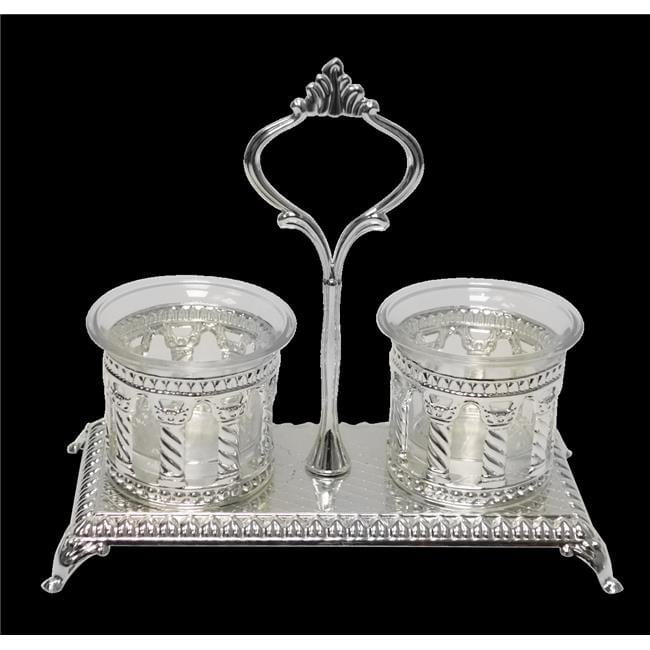 Royal Palace Design Silver Plated Double Salt & Pepper Holder - Walmart.com