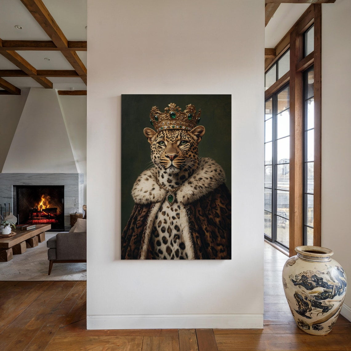 Royal Panther Art - Regal Panther In A Gold Crown With Emerald Jewels ...