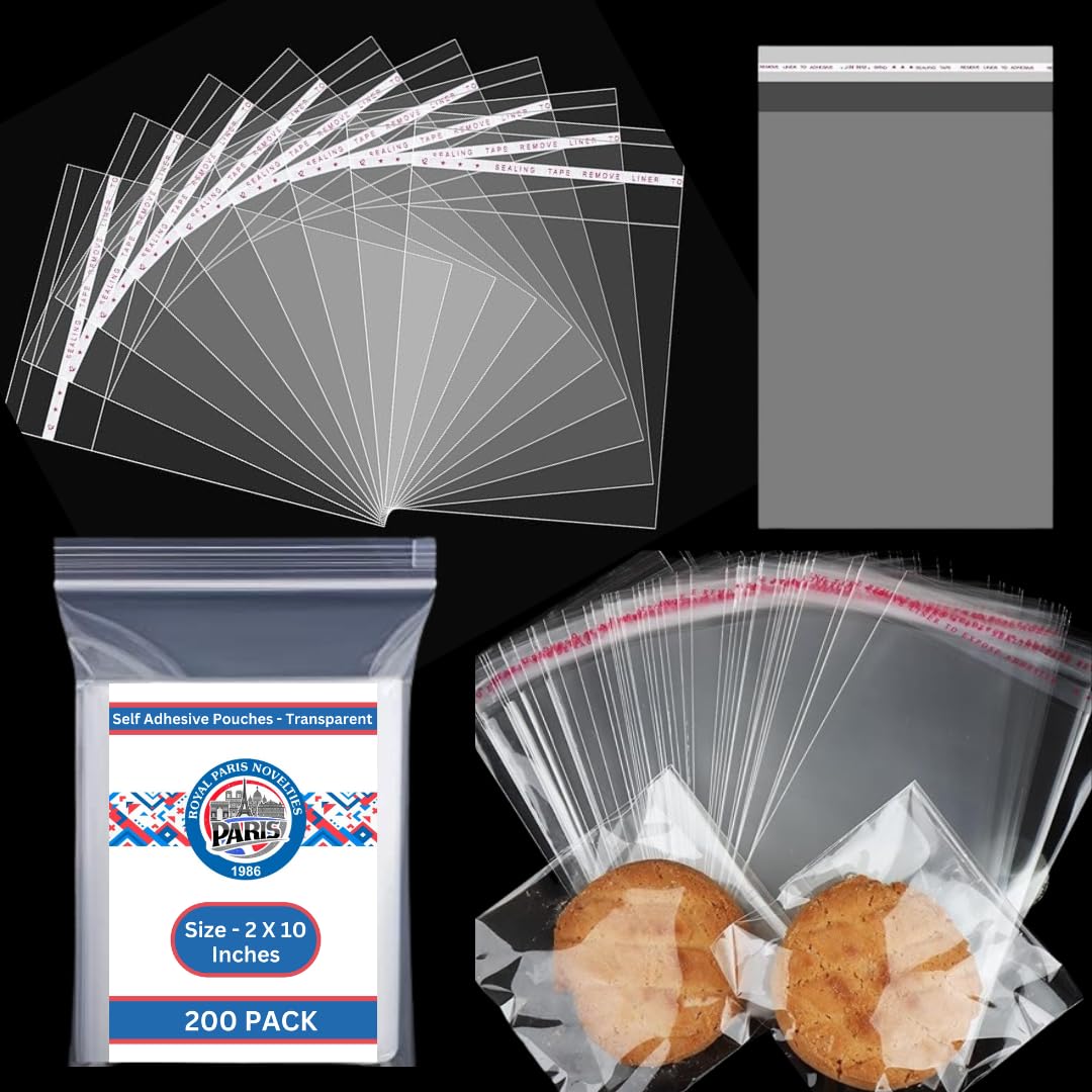 Royal Paris Self Adhesive Pouch 200 Pouches 2X10 Inches Transparent ...