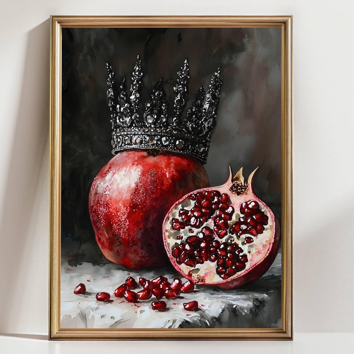 Royal Pomegranate Still Life Wall Art – Gothic Baroque Fruit Print With ...
