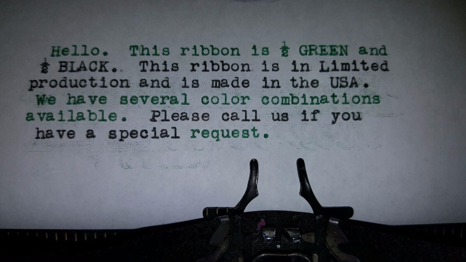 Royal Portable Typewriter Ink Ribbon - Black and Green Ink Ribbon ...
