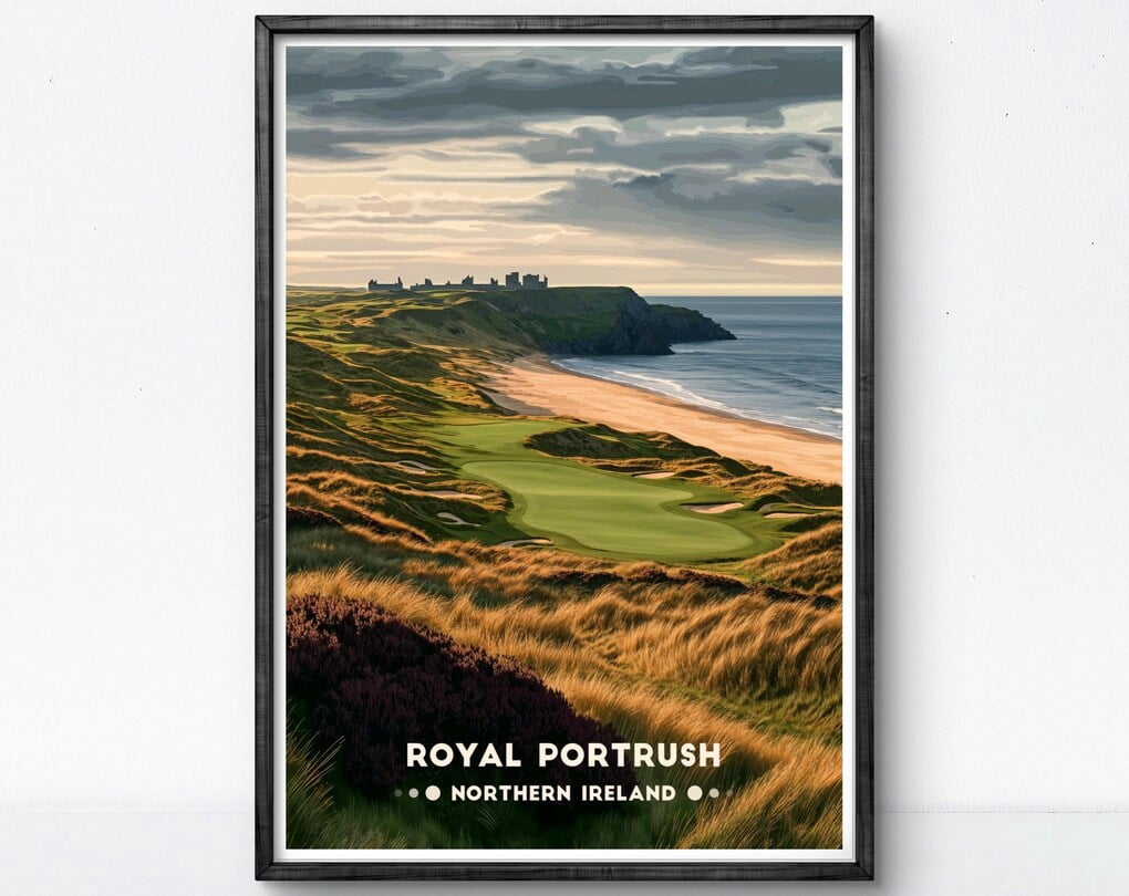 Royal Portrush Golf Poster, Northern Ireland Golf Art Print, Coastal ...