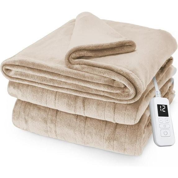 Royal Posh Heated Blanket, 12 Heat Settings, 12-Hour Selectable Shut ...