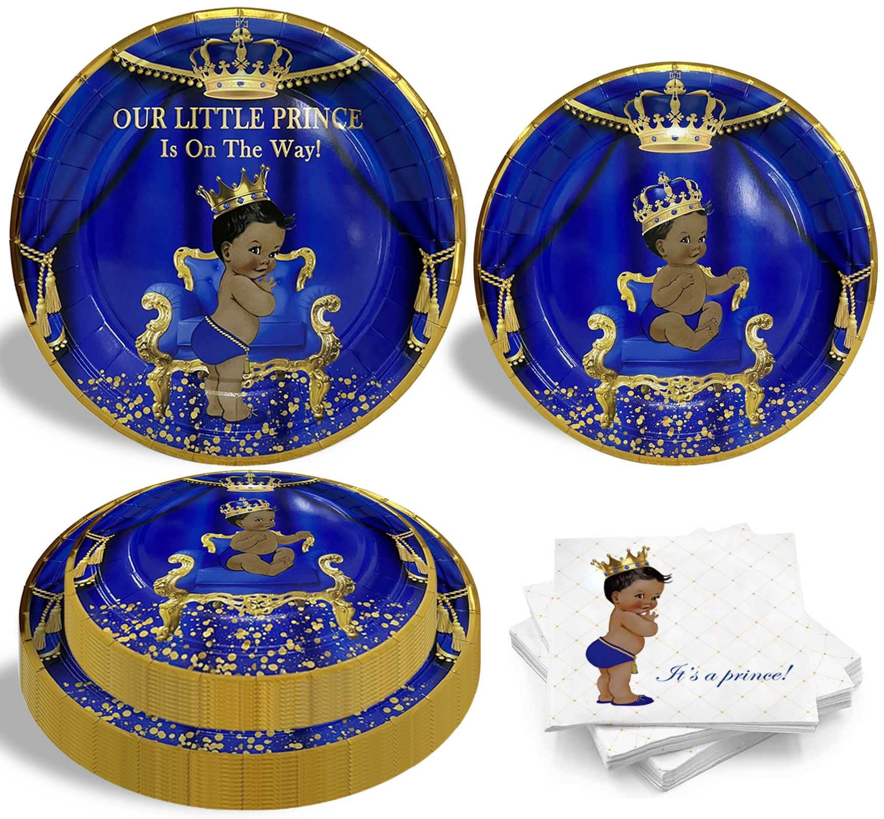 Royal Prince Baby Shower Party Plates AFN1Napkins, Our Little Prince is ...