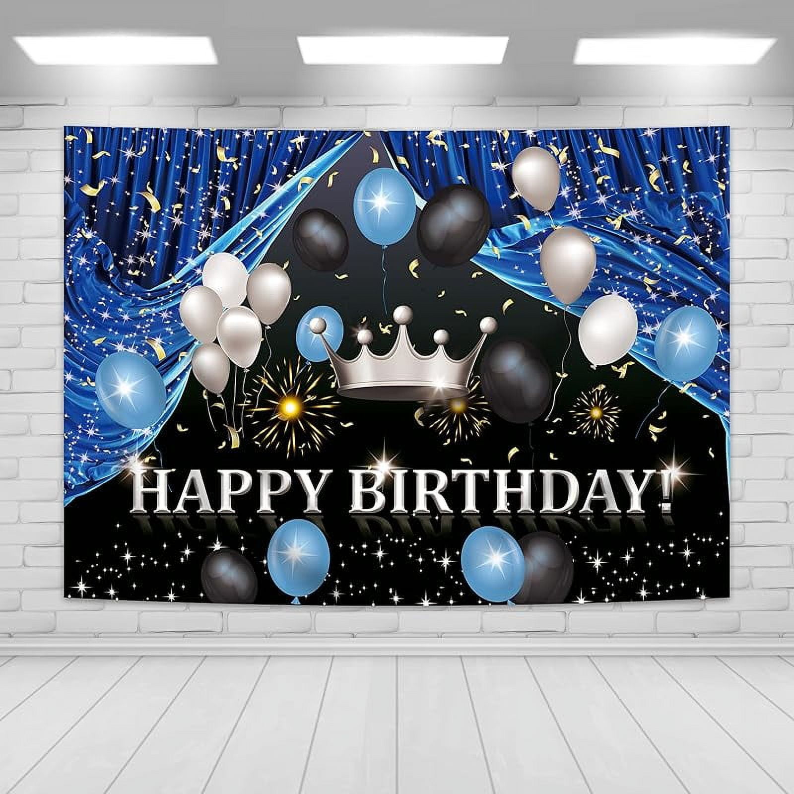 Royal Prince Birthday Backdrop Navy Blue Gold Little Prince King Crown ...
