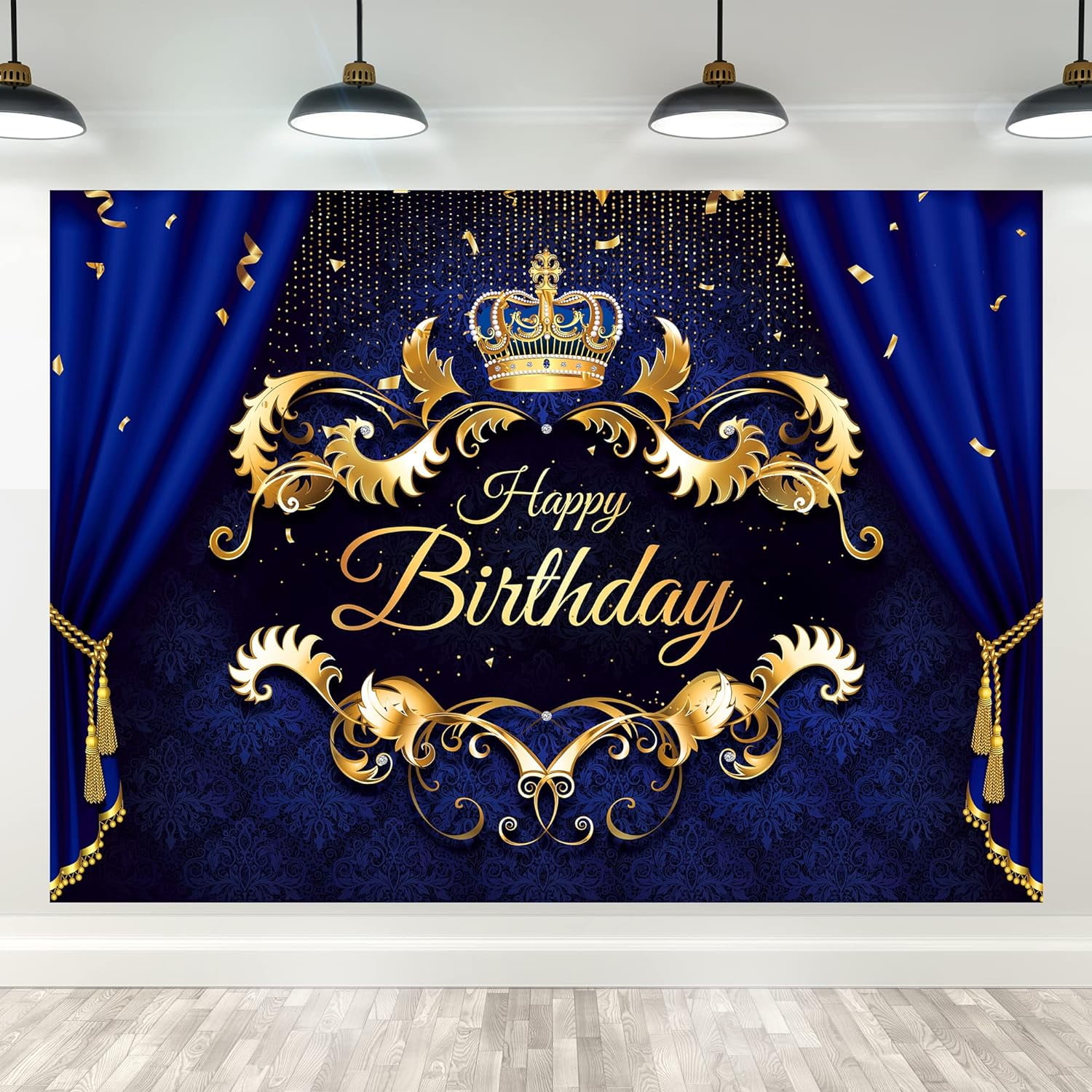 Royal Prince Birthday Party Cool Backdrop Feet Blue Gold Little Prince ...