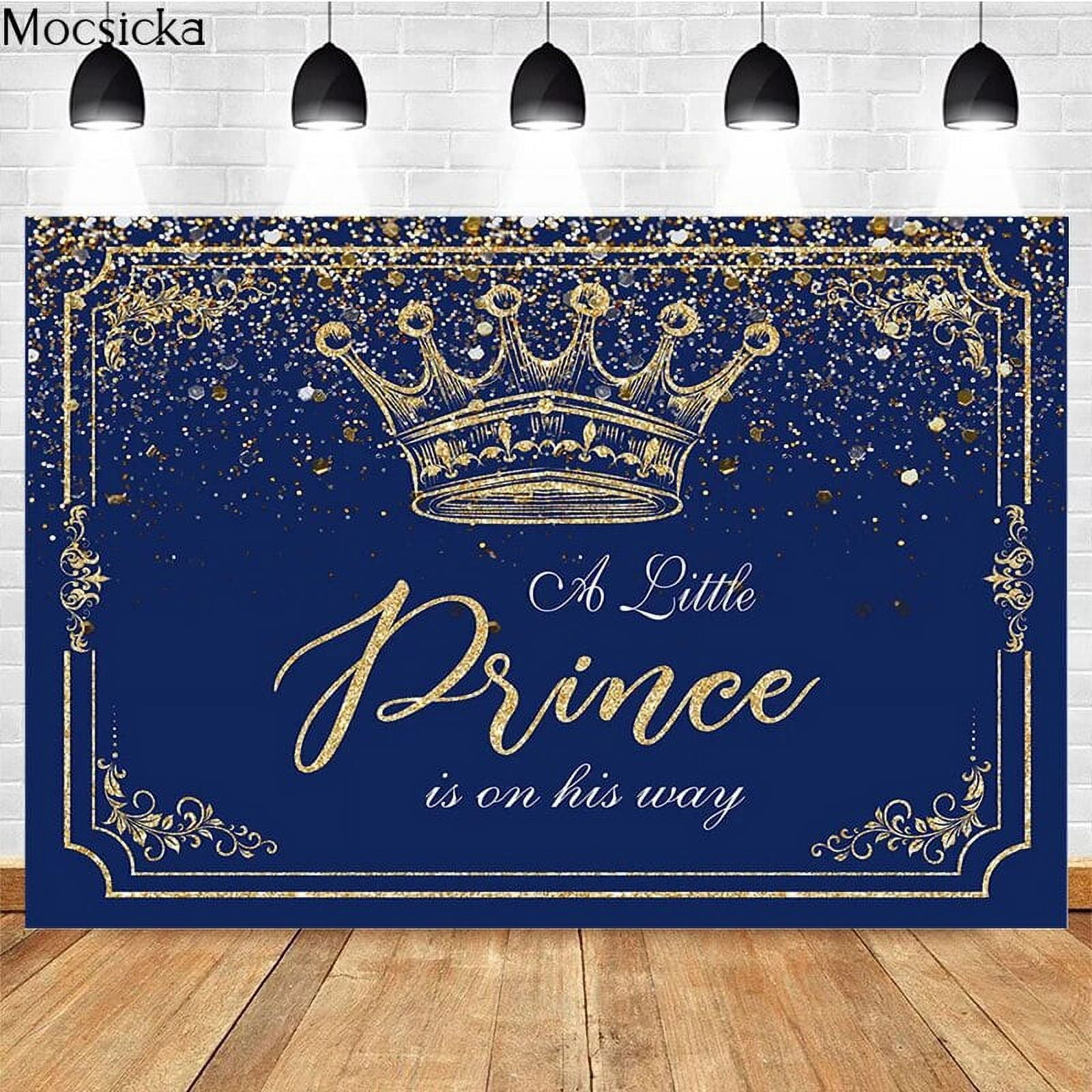 Royal Prince Photography Background Golden Spots Crown Blue Decoration ...