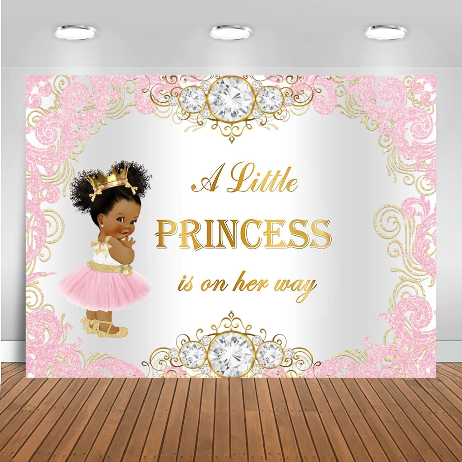 Royal princess baby shower backdrop pink gold princess background ...