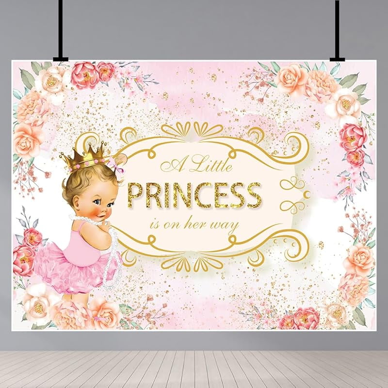 Royal Princess Baby Shower Backdrops Royal Princess Pink Floral Photo ...
