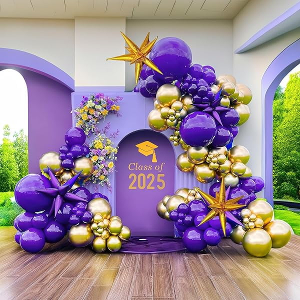 Royal Purple and Gold balloon garland Kit Dark purple Violet with mylar ...