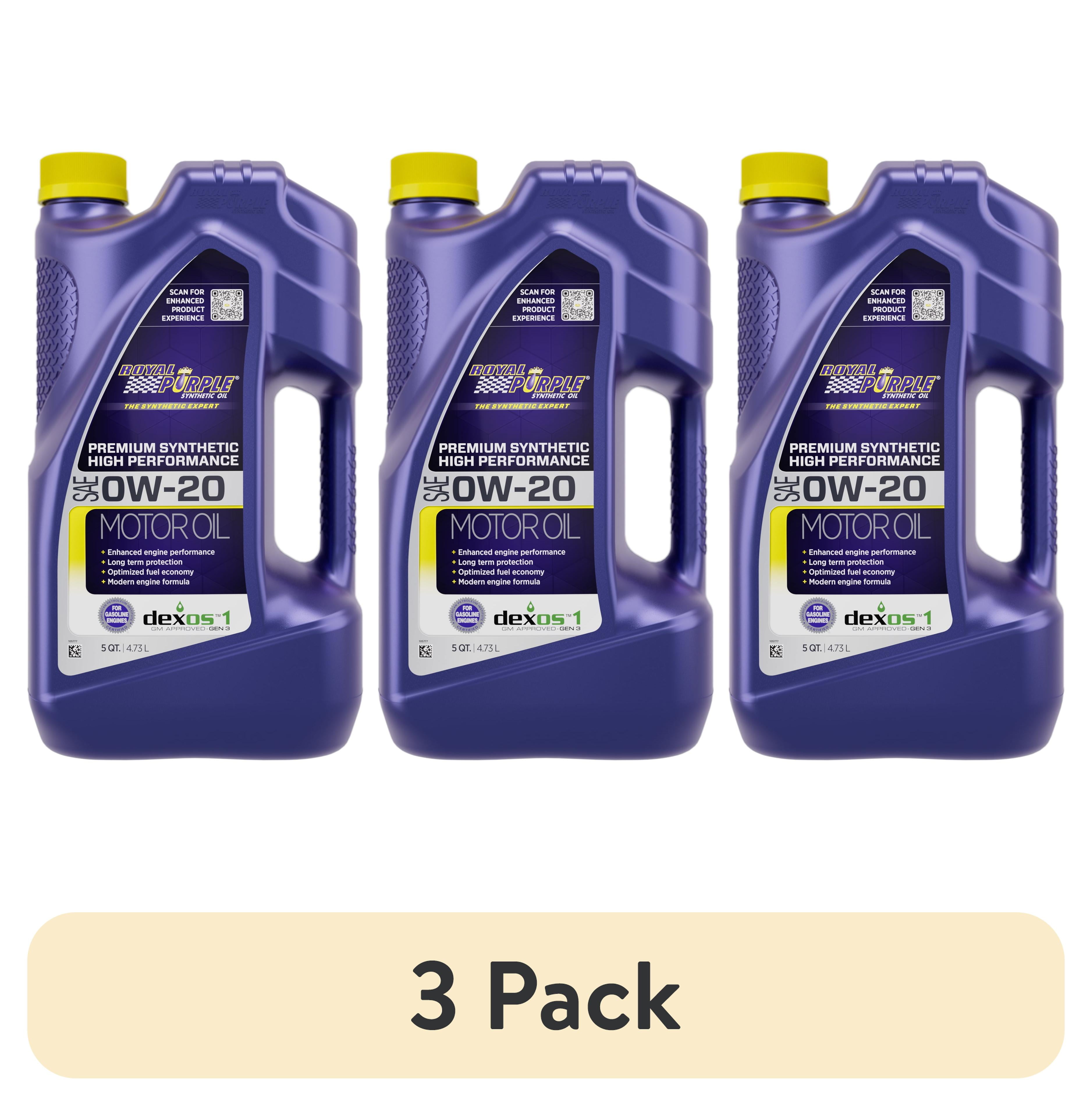 (3 pack) Royal Purple High Performance Motor Oil 0W-20 Premium Synthetic Motor Oil, 5 Quarts ...