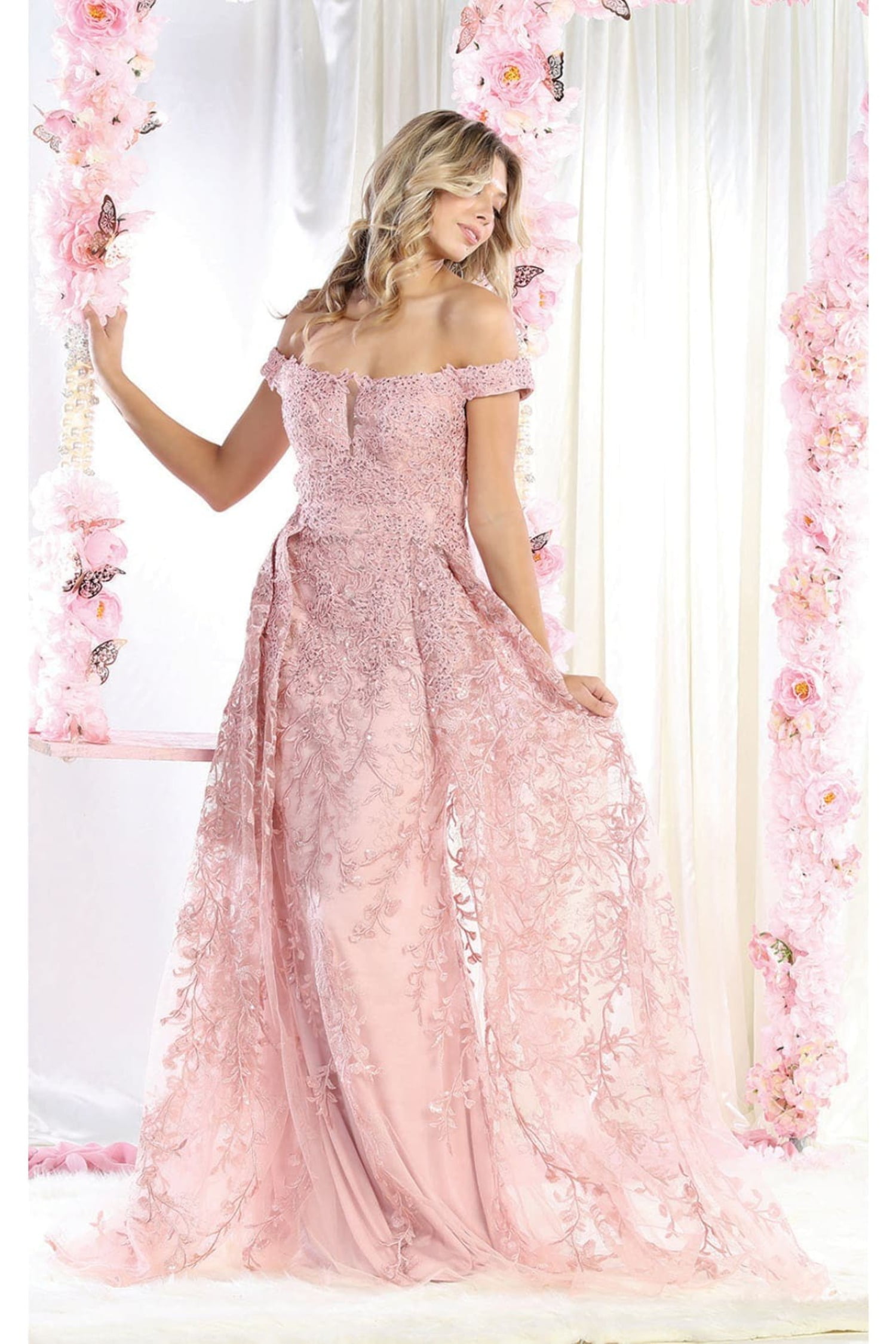 Royal Queen RQ8000 Off The Shoulder Sheath Pageant Dress Dusty Rose 10 ...