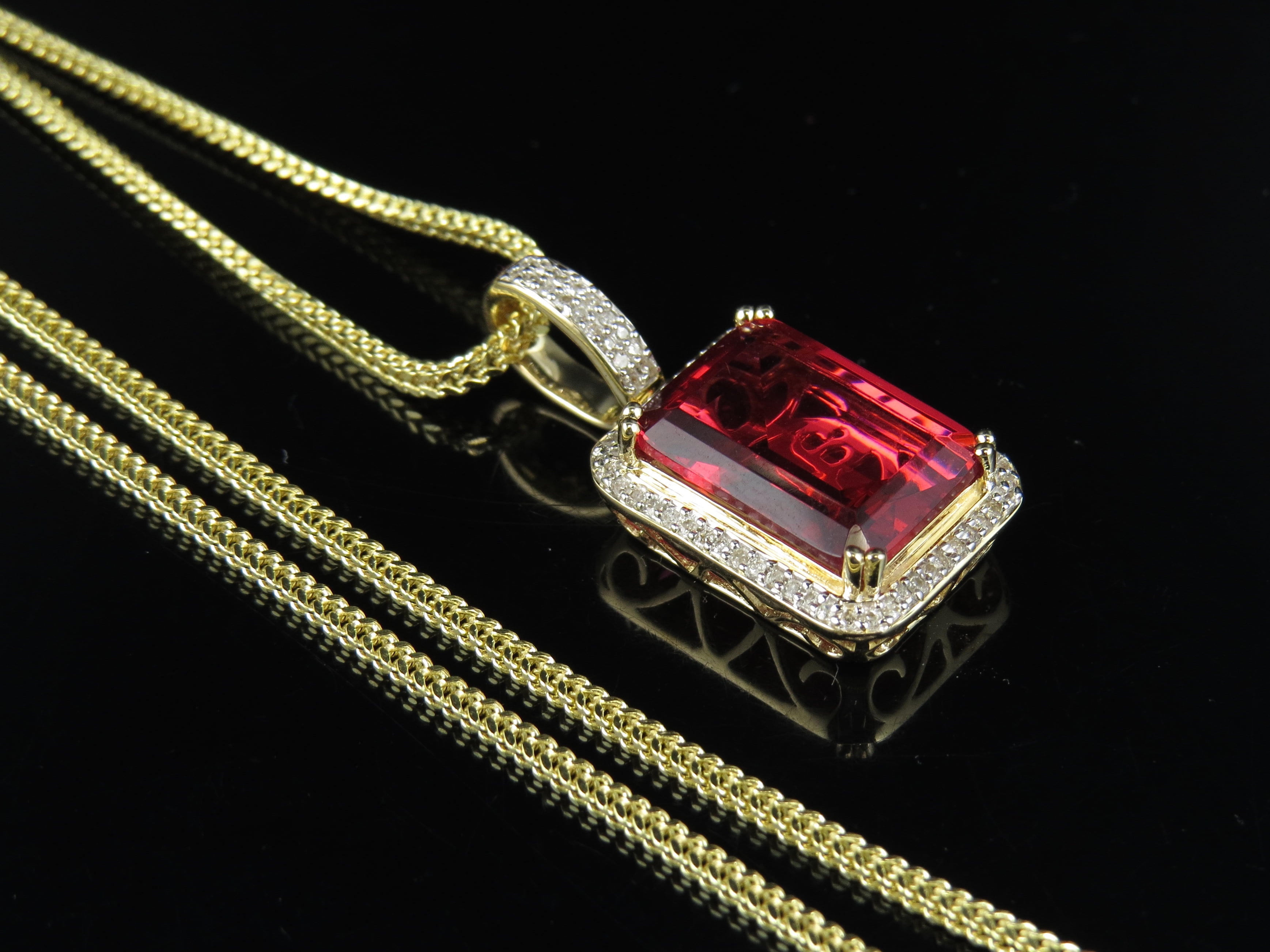 Royal Red Lab Created Ruby Real Diamond Pendant Chain Set - Walmart.com