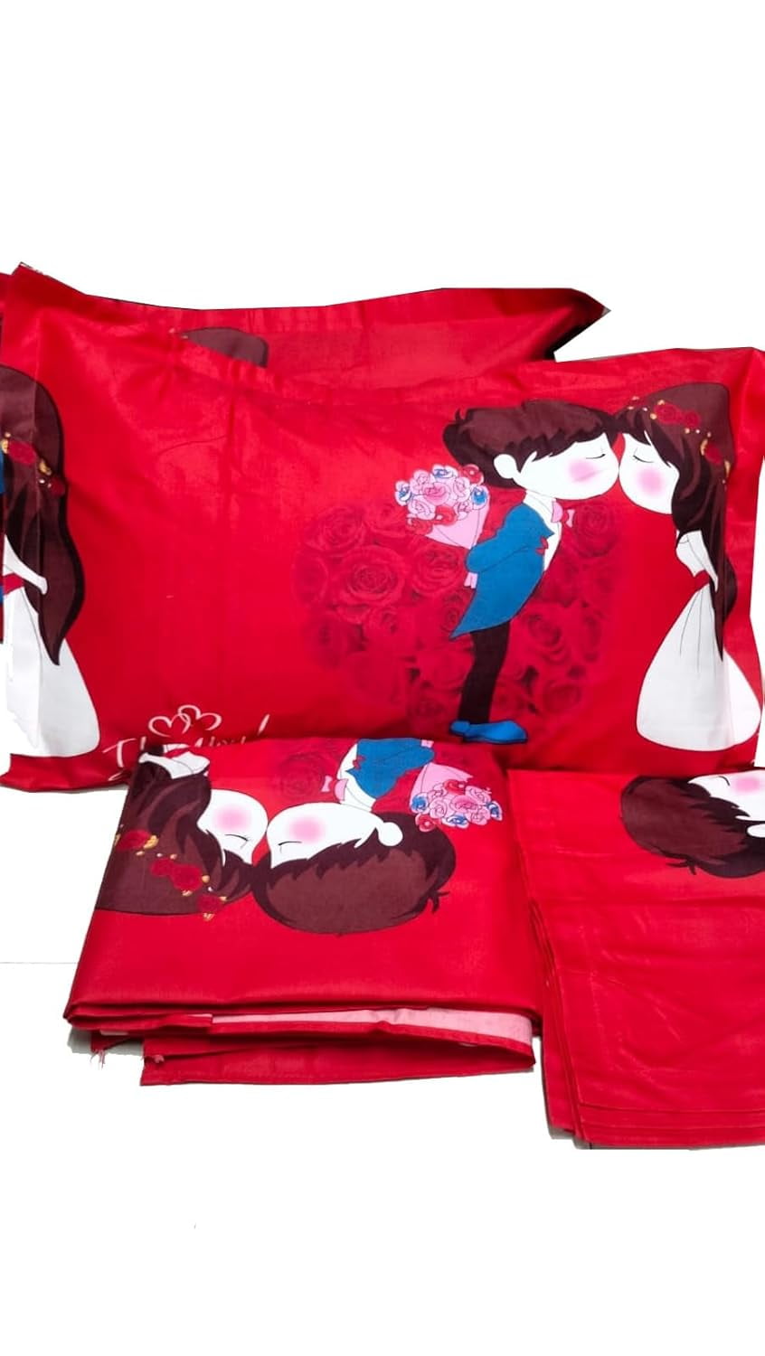 Royal Rose Romantic Couple Bed Sheet Set Soft and Cozy Premium Bedding KingQueen Size for ...