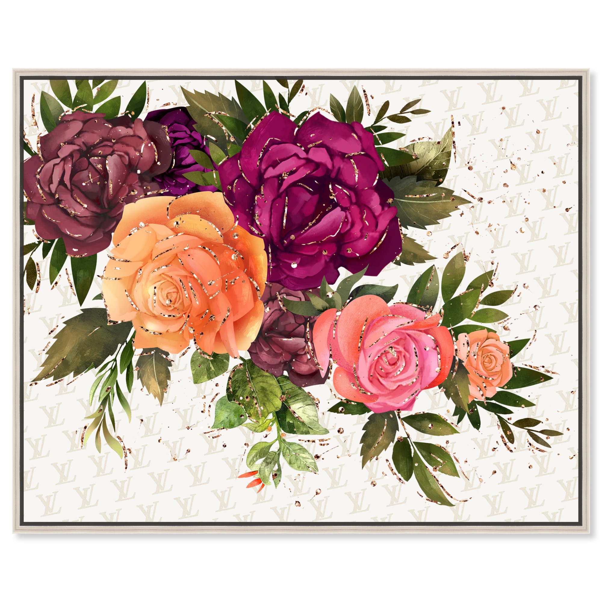 Royal Roses Canvas Flower Glam Farmhouse Wall Art by Art Remedy, Silver ...