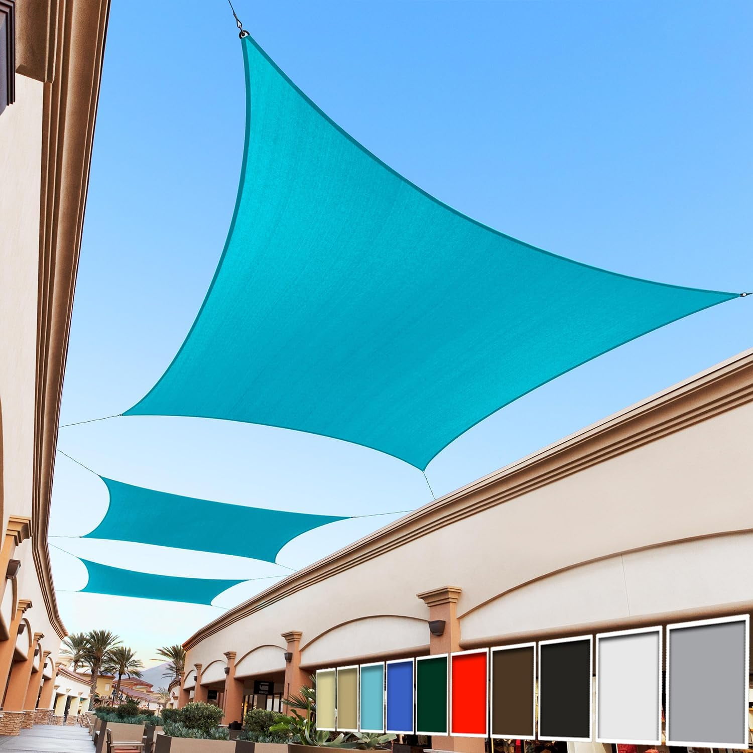 Royal Shade 10' x 10' Turquoise Rectangle Sun Shade Sail, UPF50+ 95% UV ...