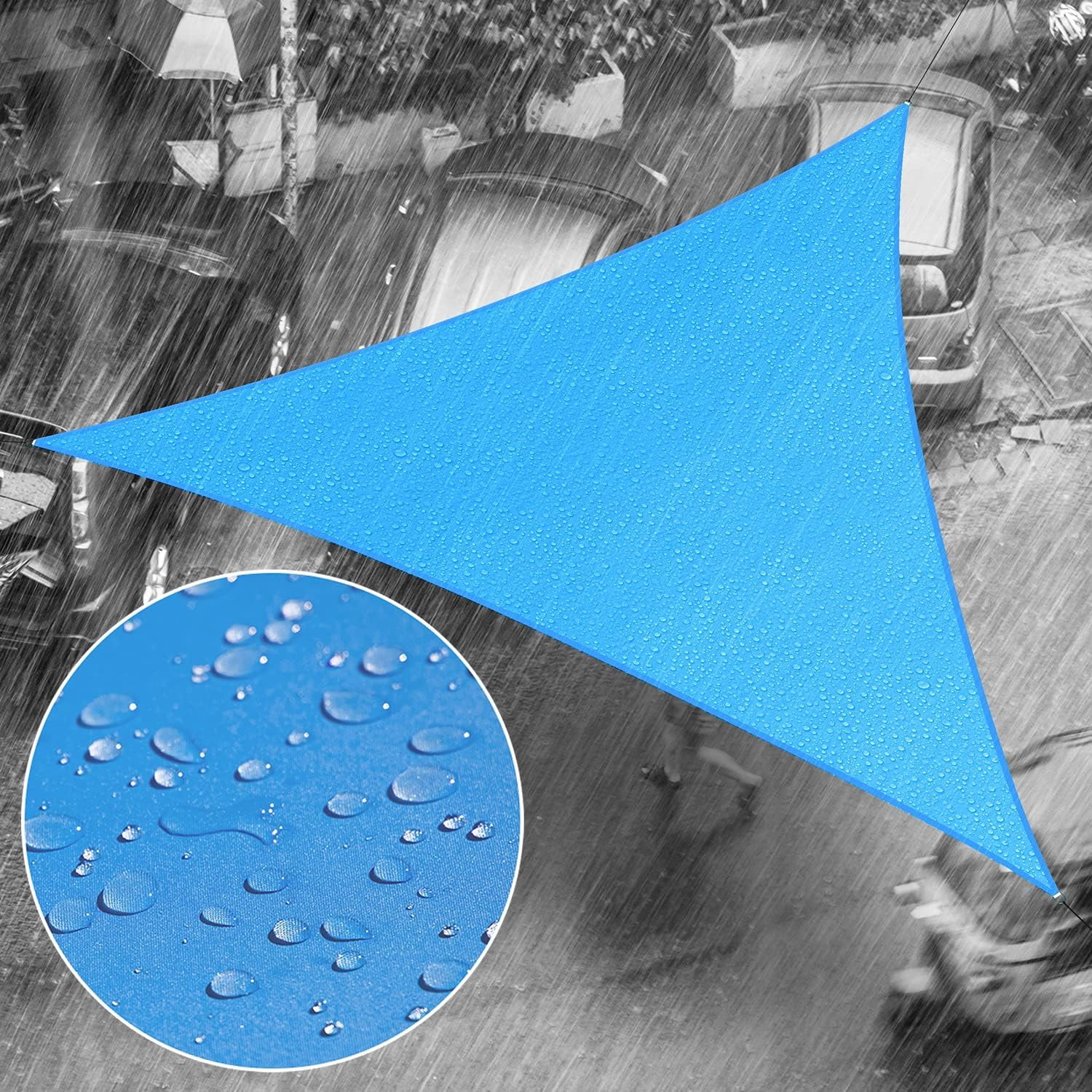 Royal Shade 16' x 18' x 24.1' Blue Triangle Waterproof Sun Shade Sail ...