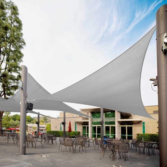 Royal Shade 25' x 25' x 25' Grey Triangle Sun Shade Sail Canopy Outdoor ...