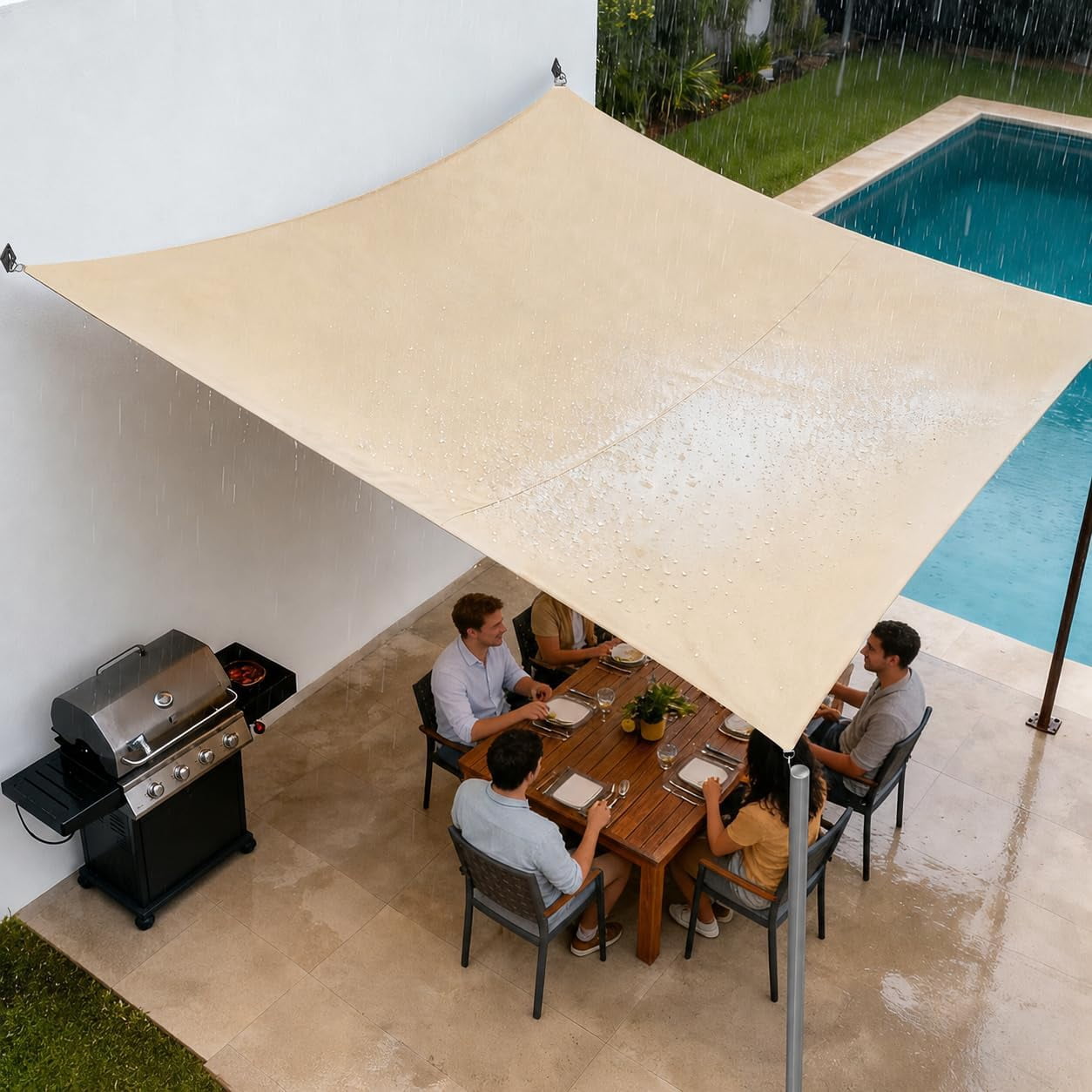 Royal Shade 6' x 12' Beige Rectangle Waterproof Sun Shade Sail Order To ...