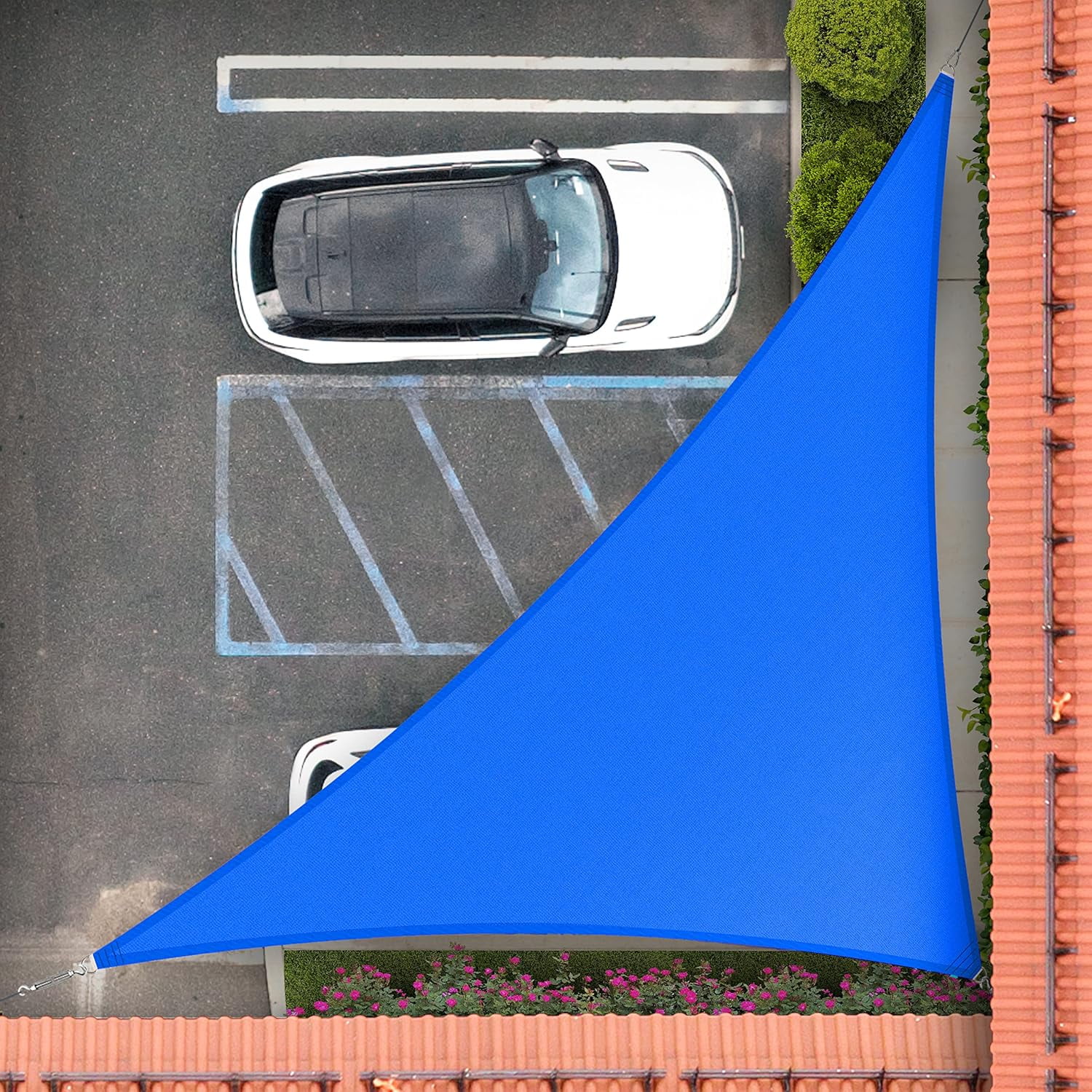 Royal Shade 8' x 14' x 16.1' Blue Right Triangle Sun Shade Sail Canopy ...