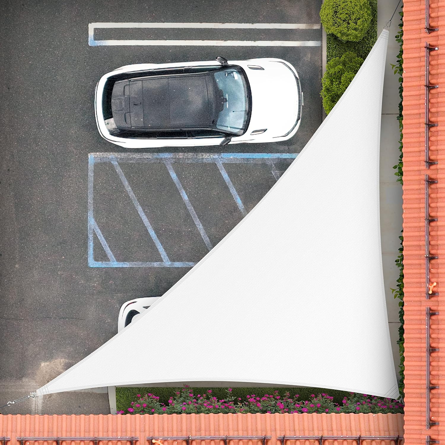 Royal Shade 9' x 16' x 18.4' White Right Triangle Sun Shade Sail Canopy ...