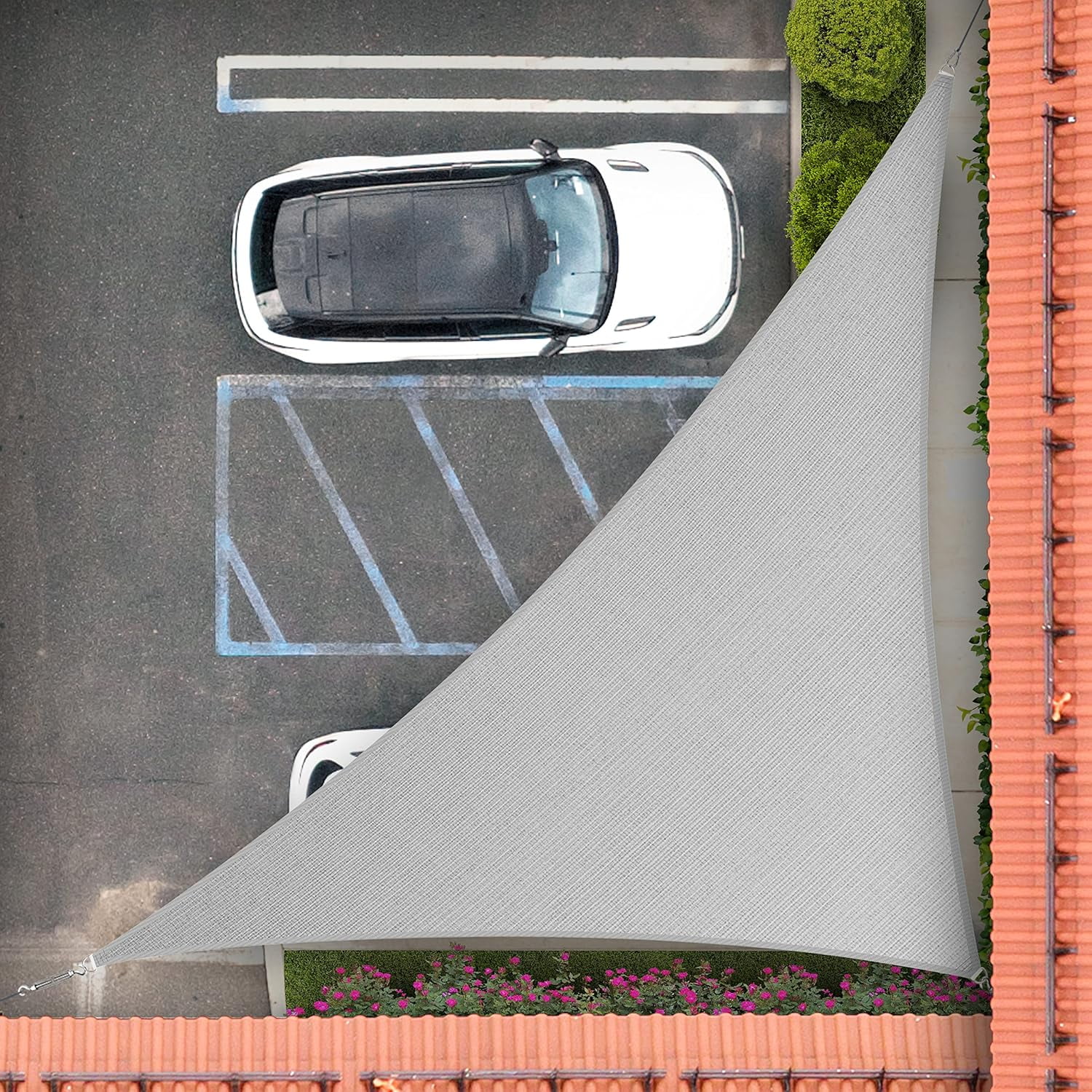 Royal Shade 9' x 17' x 19.2' Grey Right Triangle Sun Shade Sail Canopy ...