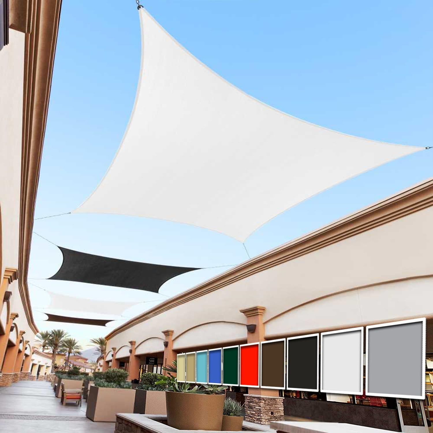 Royal Shade Custom Size 7' x 22' White Rectangle Sun Shade Sail, UPF50 ...