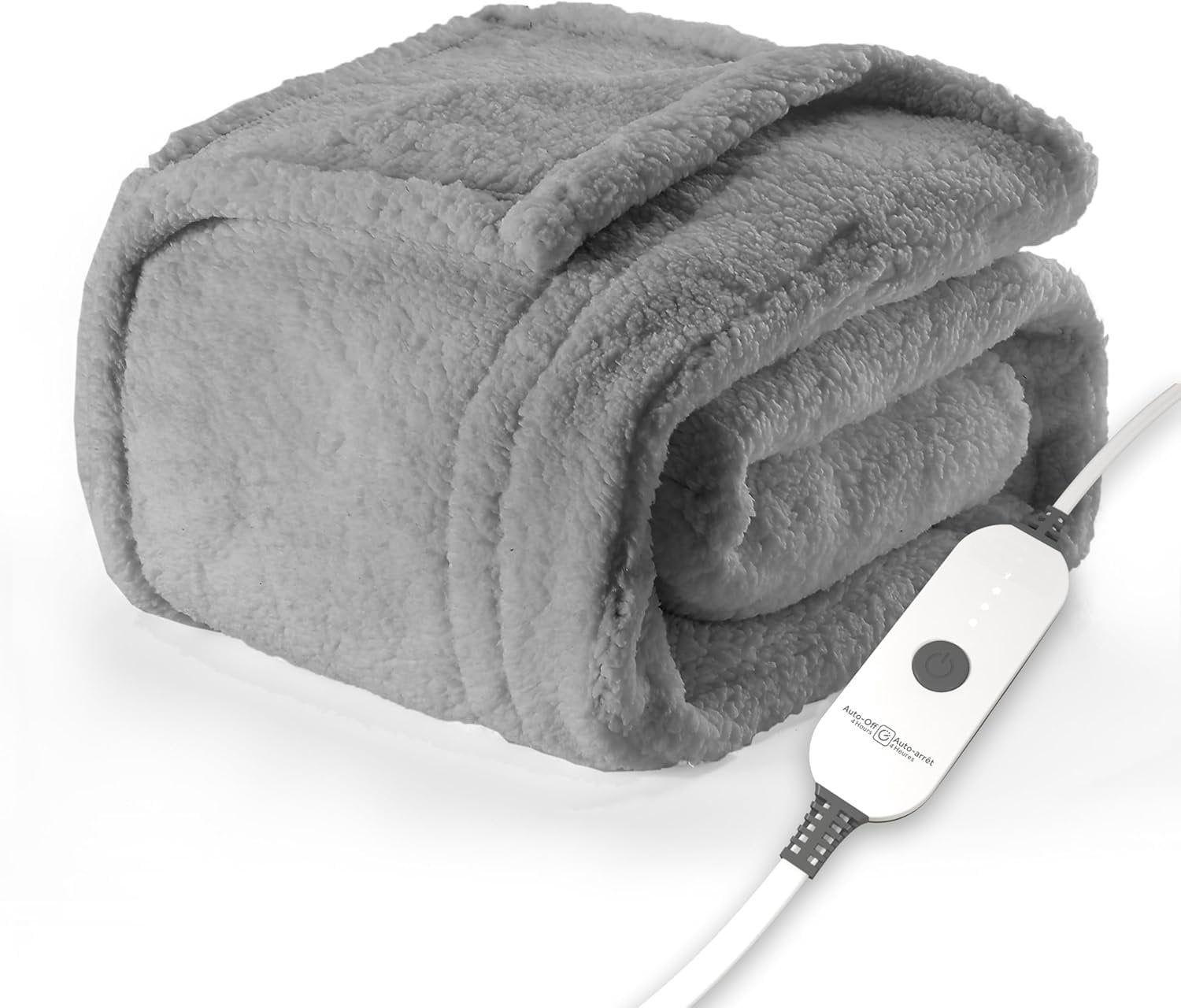 Royal Sherpa Foot Pocket Heated Throw Blanket, 50" x 60", 4 Heat ...