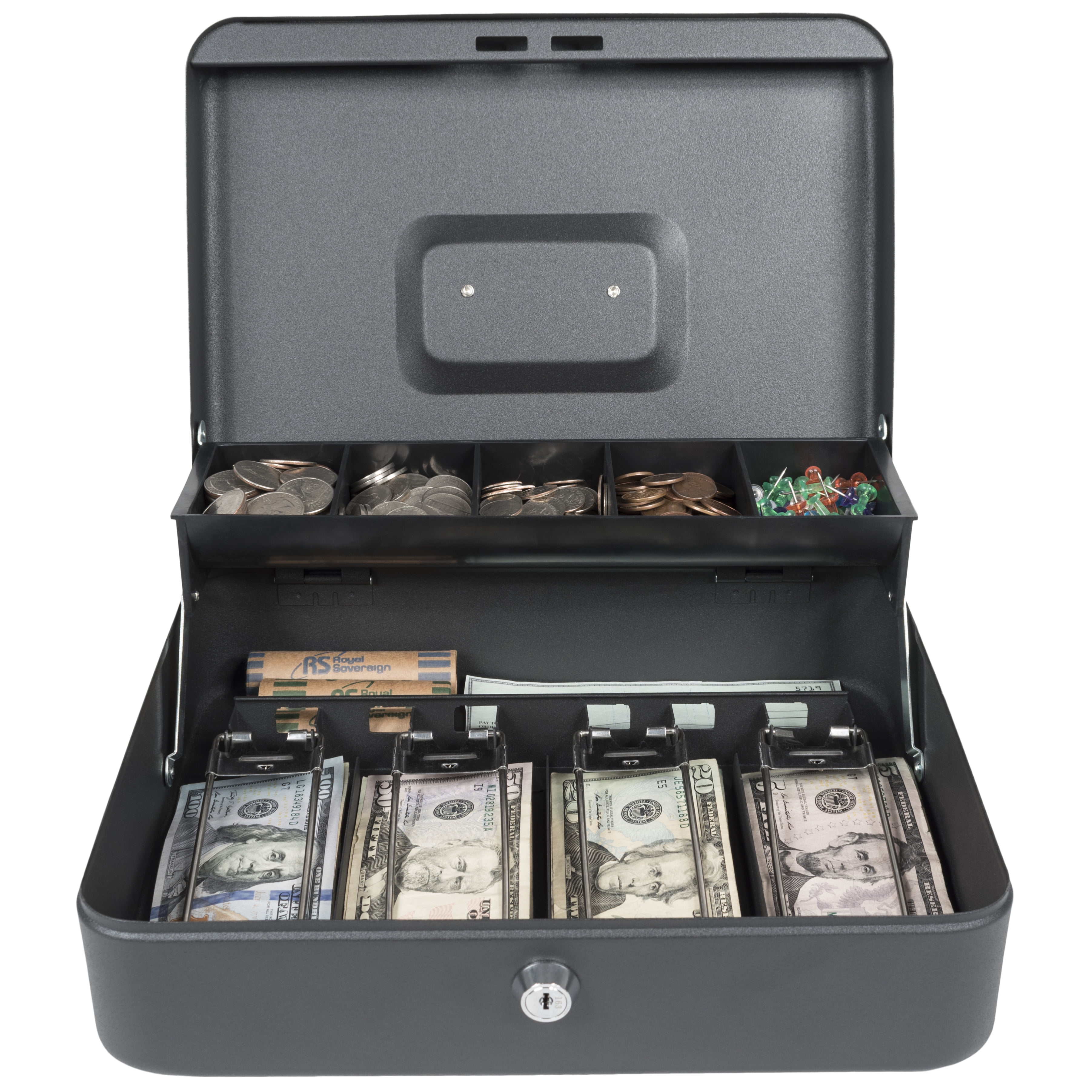 Royal Sovereign Tiered-Tray Security Cash Box, Bilingual (RSCB-400-SP ...