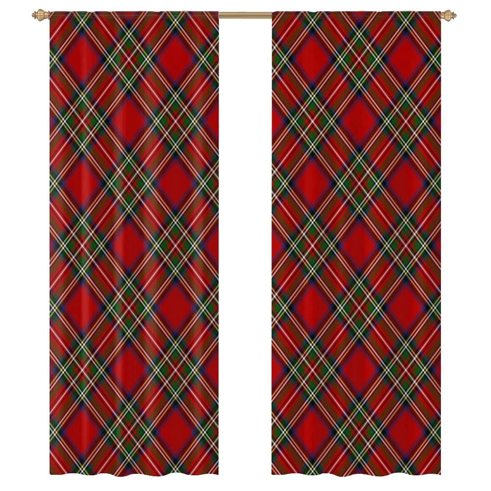 Royal Stewart Tartan Cross Plaid Sheer Window Curtains for Living Room ...