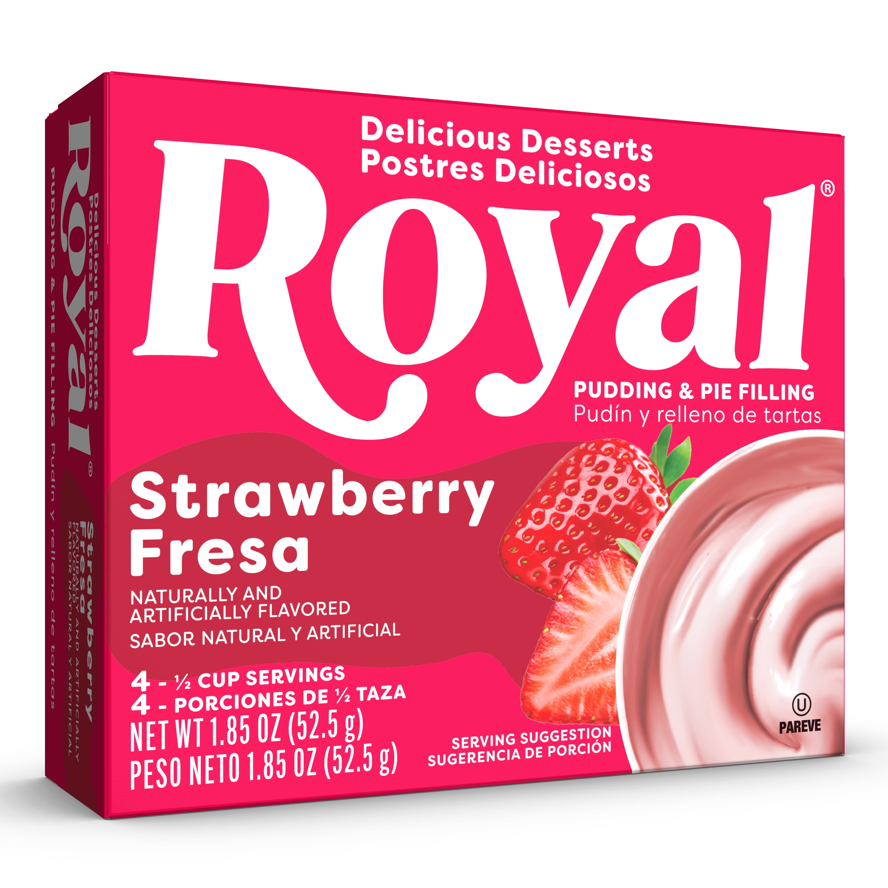 Royal Strawberry Instant Pudding Mix and Pie Filling, Fat-Free, 4 ...