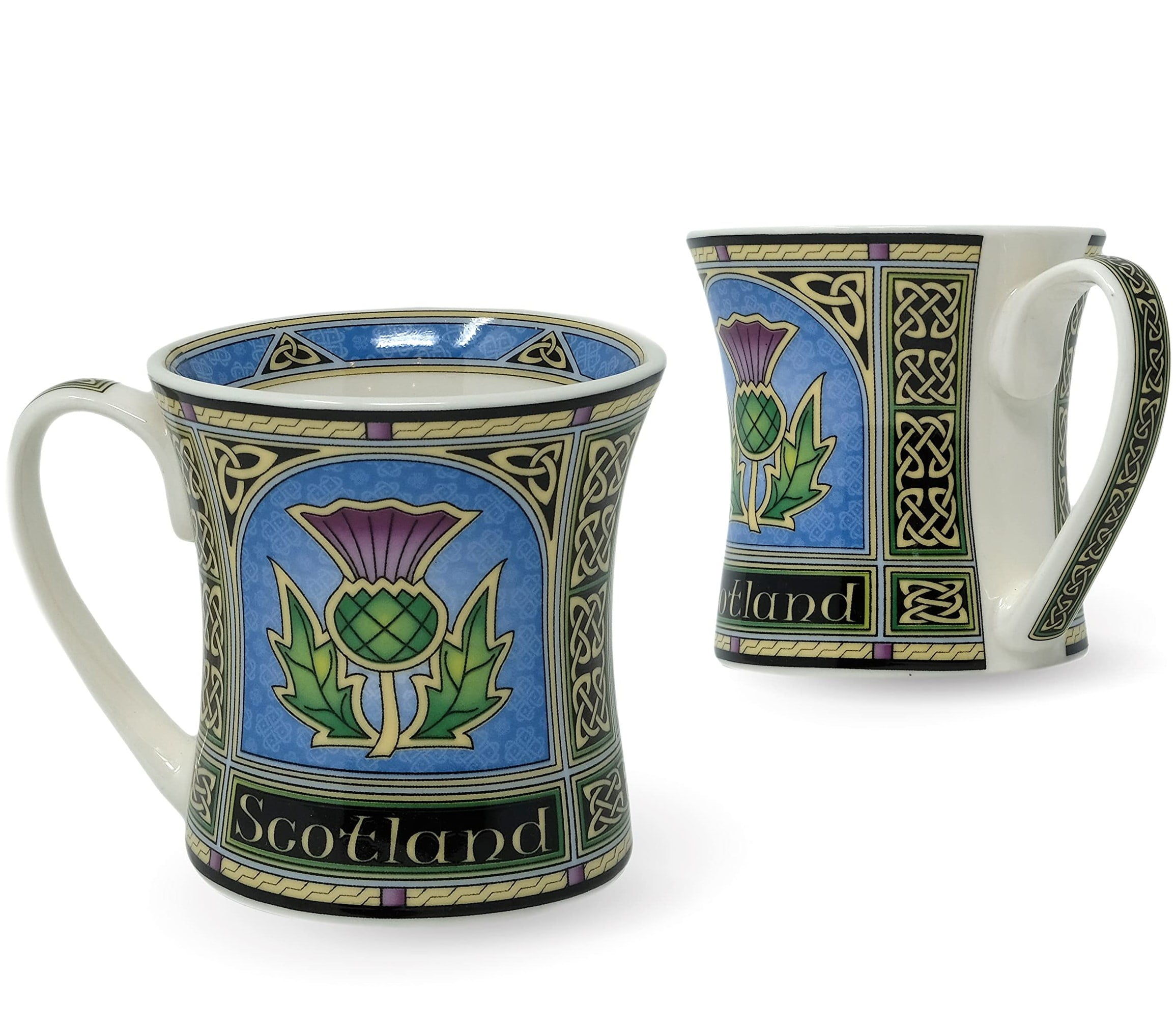 Royal Tara Scottish Thistle Mug Set, Bone China Tea Cups, Celtic Window ...
