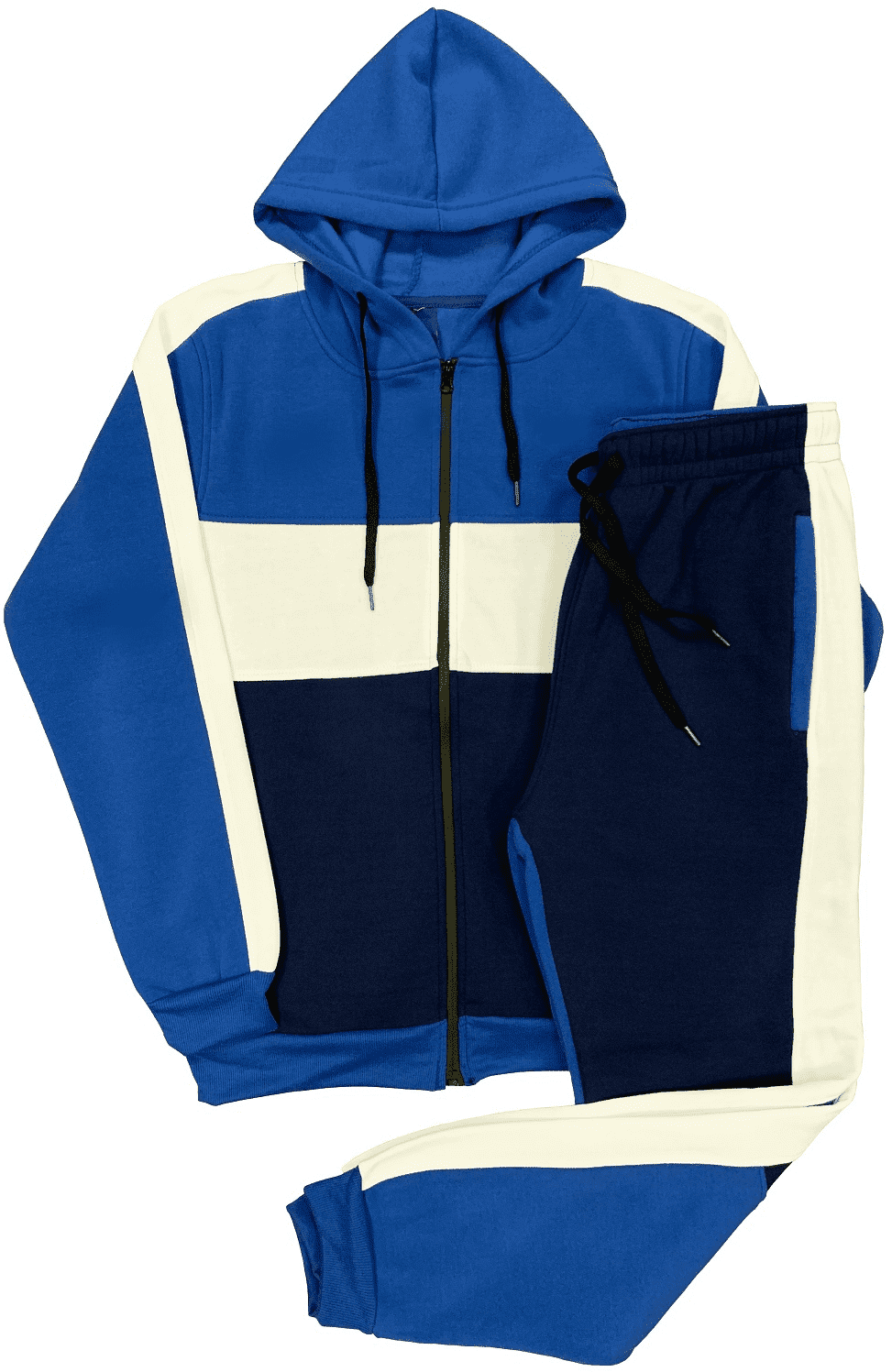 Royal Threads Men's Color Block Fleece Sweatsuit, 2-Piece Set, Sizes S ...