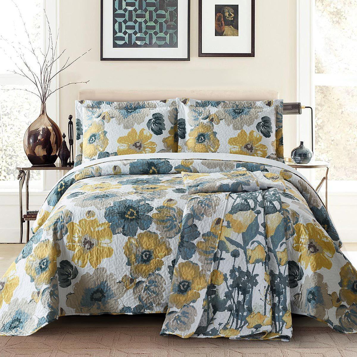 Reversible Oversize Quilt / Bedspread Set - Leahanna - Walmart.com