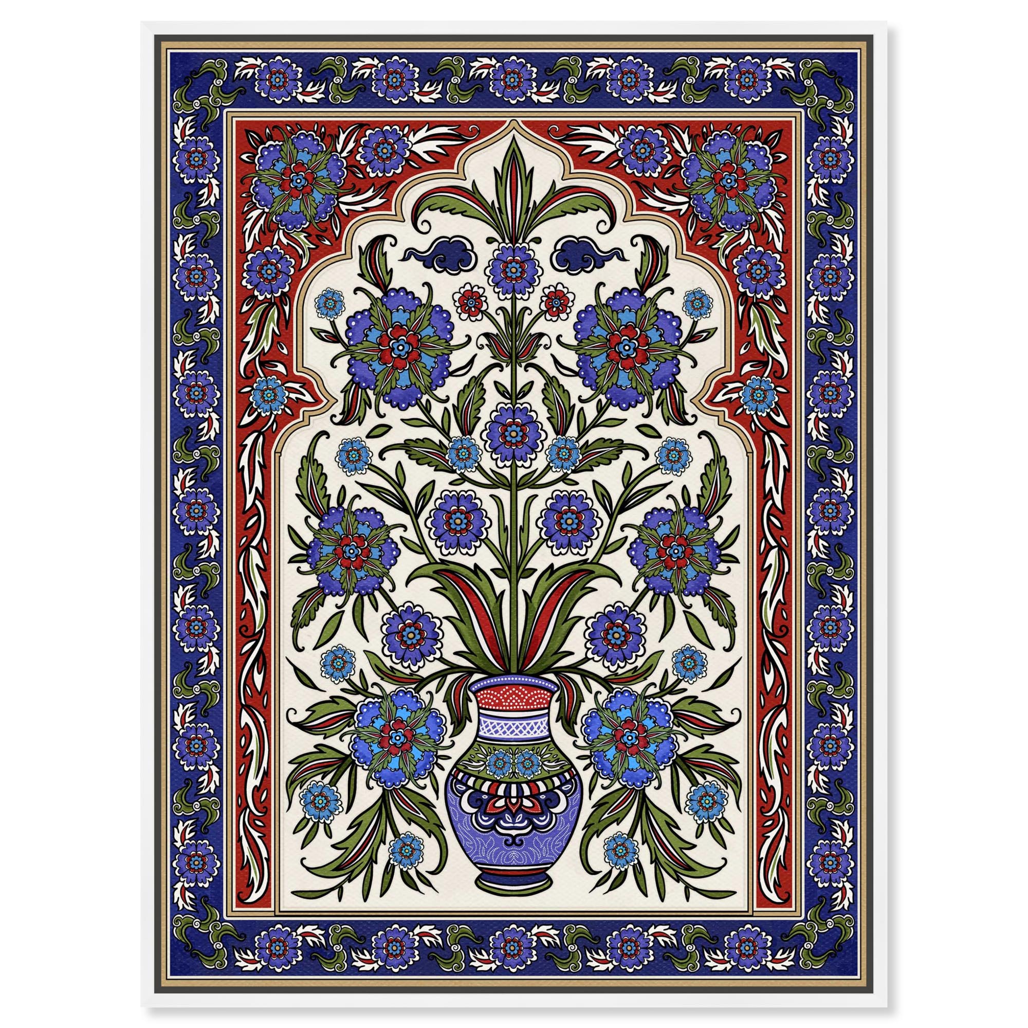 Royal Vase Bloom Canvas Oriental Wall Decor by Art Remedy, White Frame ...
