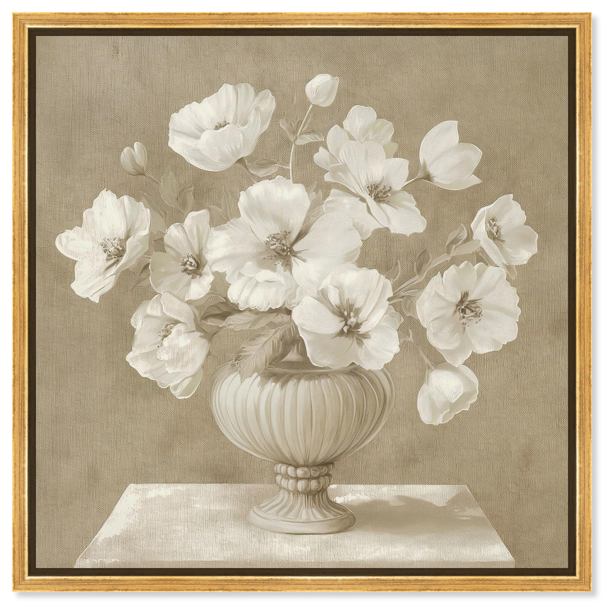 Royal Vase Canvas White Floral Art by Art Remedy, Gold Frame, 16" x 16 ...