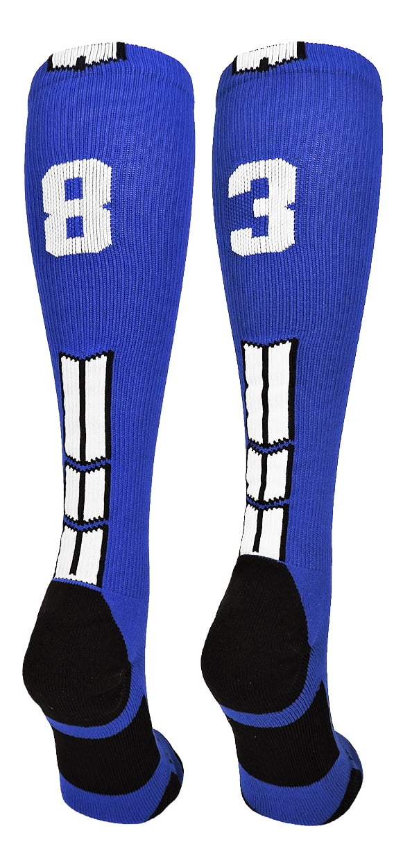 Royal/White Player Id Over the Calf Number Socks (#83, Large) - Walmart.com