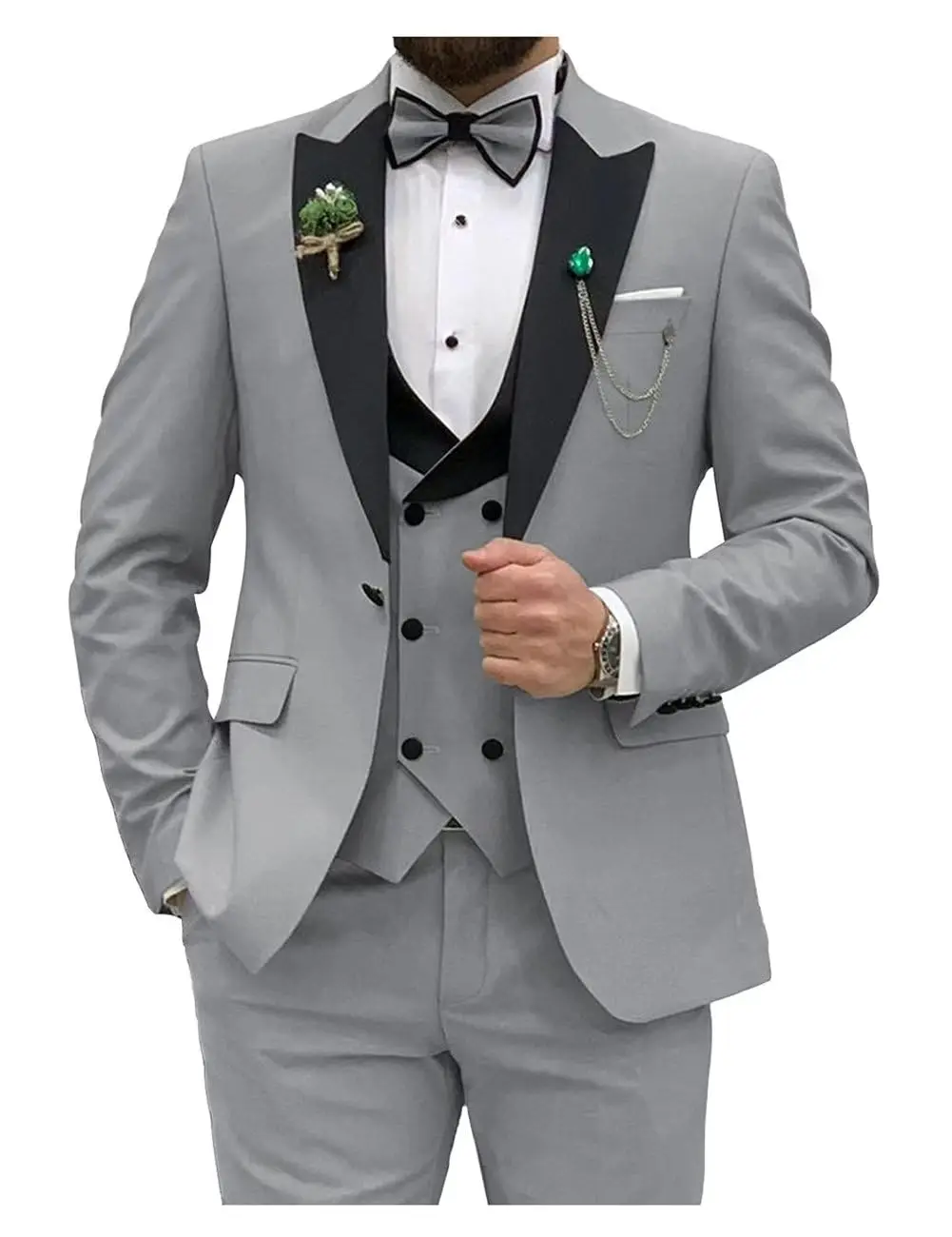 Royal blue Men Suits Slim Fit 3 Piece Double Breasted Suit Men Wedding ...