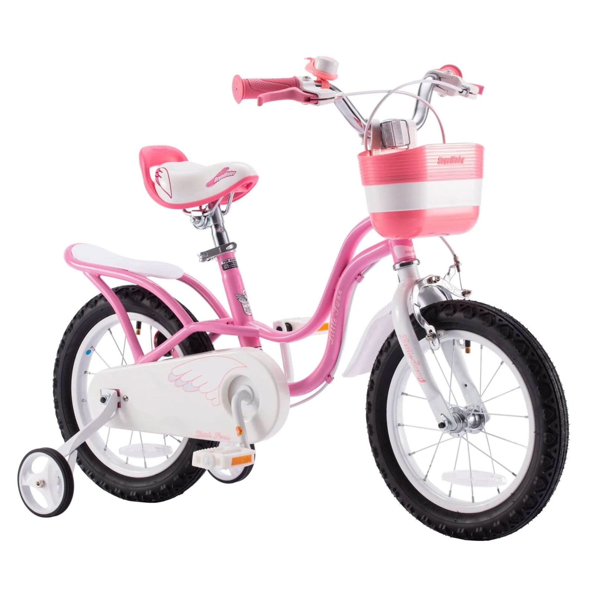 "RoyalBaby Little Swan 12"" Pink Kids Bike with Basket, Training Wheels ...