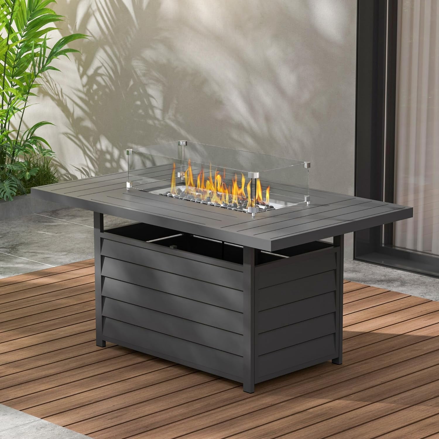 RoyalCarft 54.3” Outdoor Patio Aluminum Fire Pit Table, 50000 BTU CSA ...