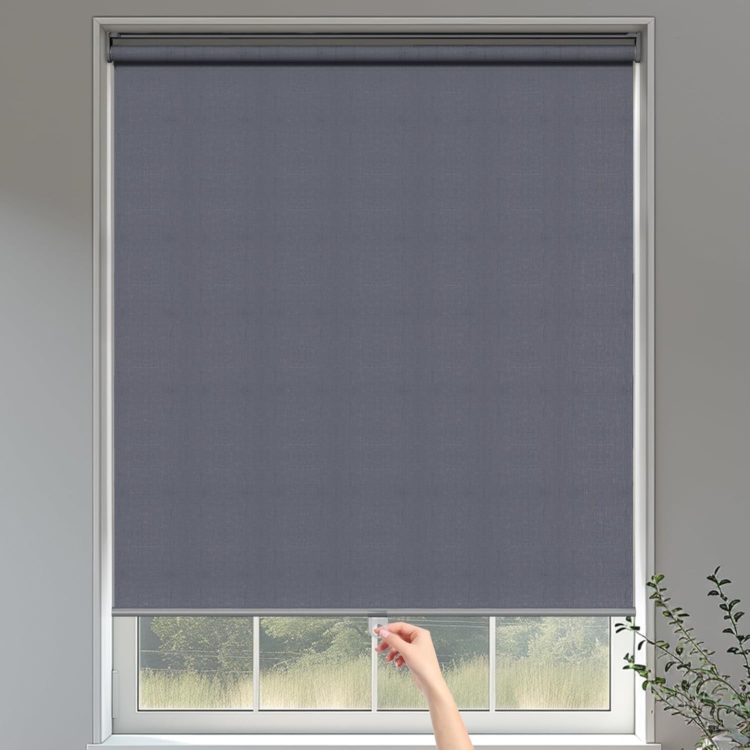 Sunvivi 100% Blackout Fabric Roller Window Shade, Deep Grey Grey 25" x ...