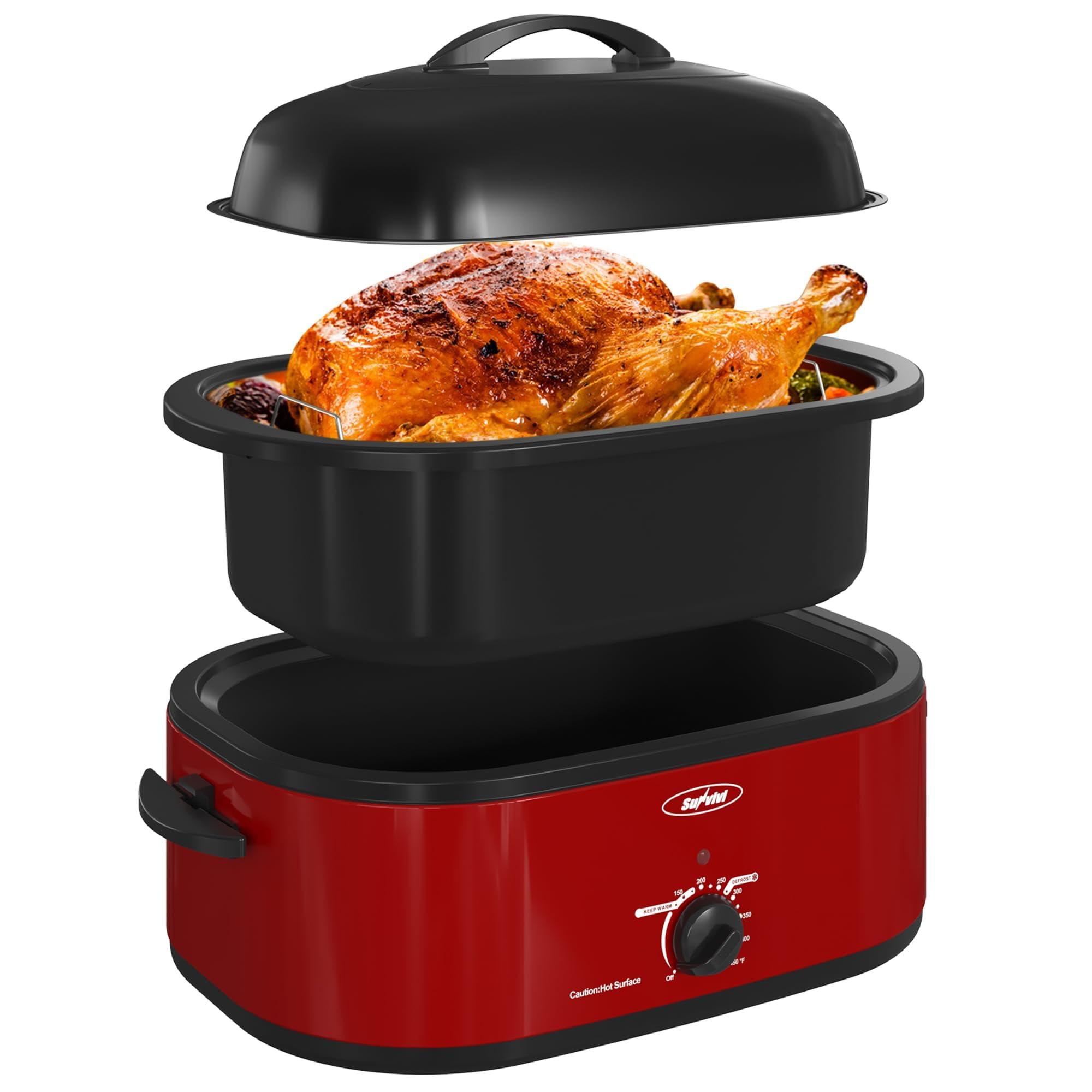 RoyalCraft 18 Quart Electric Roaster Oven Turkey Roaster with Lid ...