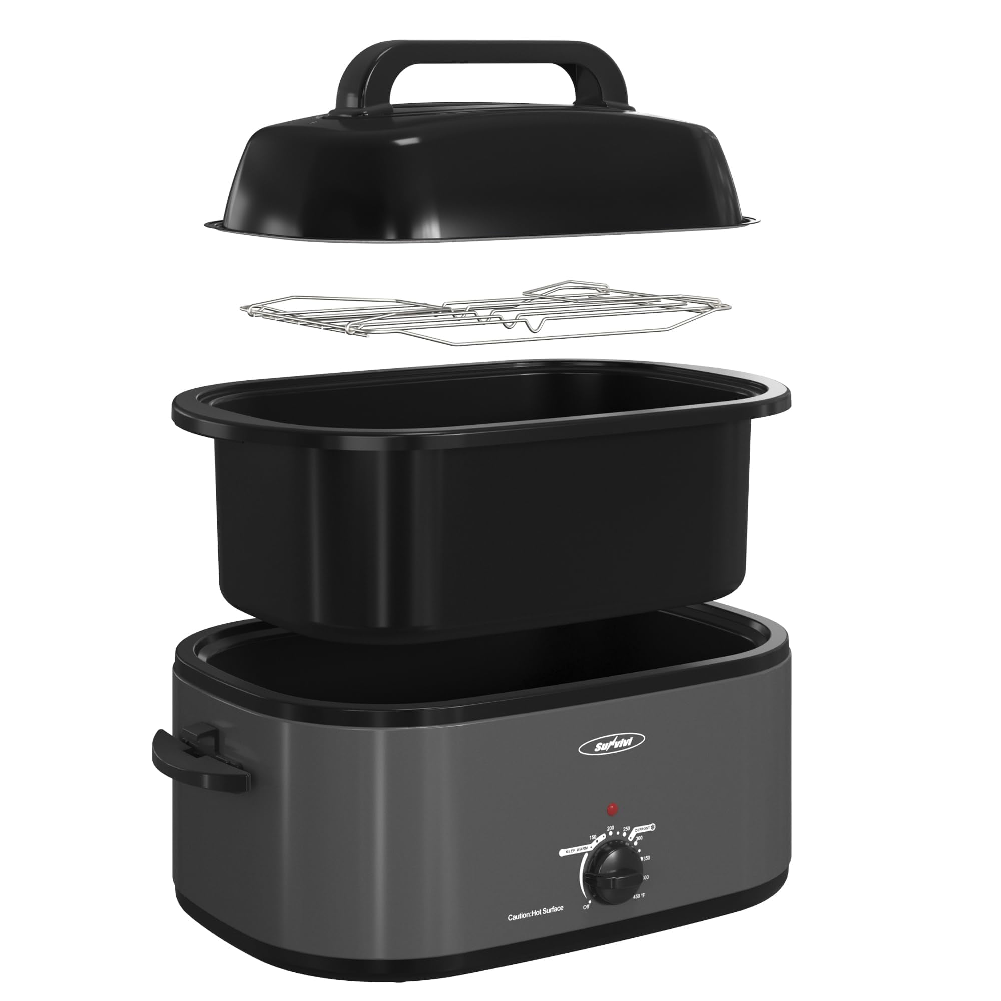 RoyalCraft 26 Quart Electric Roaster Oven Turkey Roaster with Lid ...
