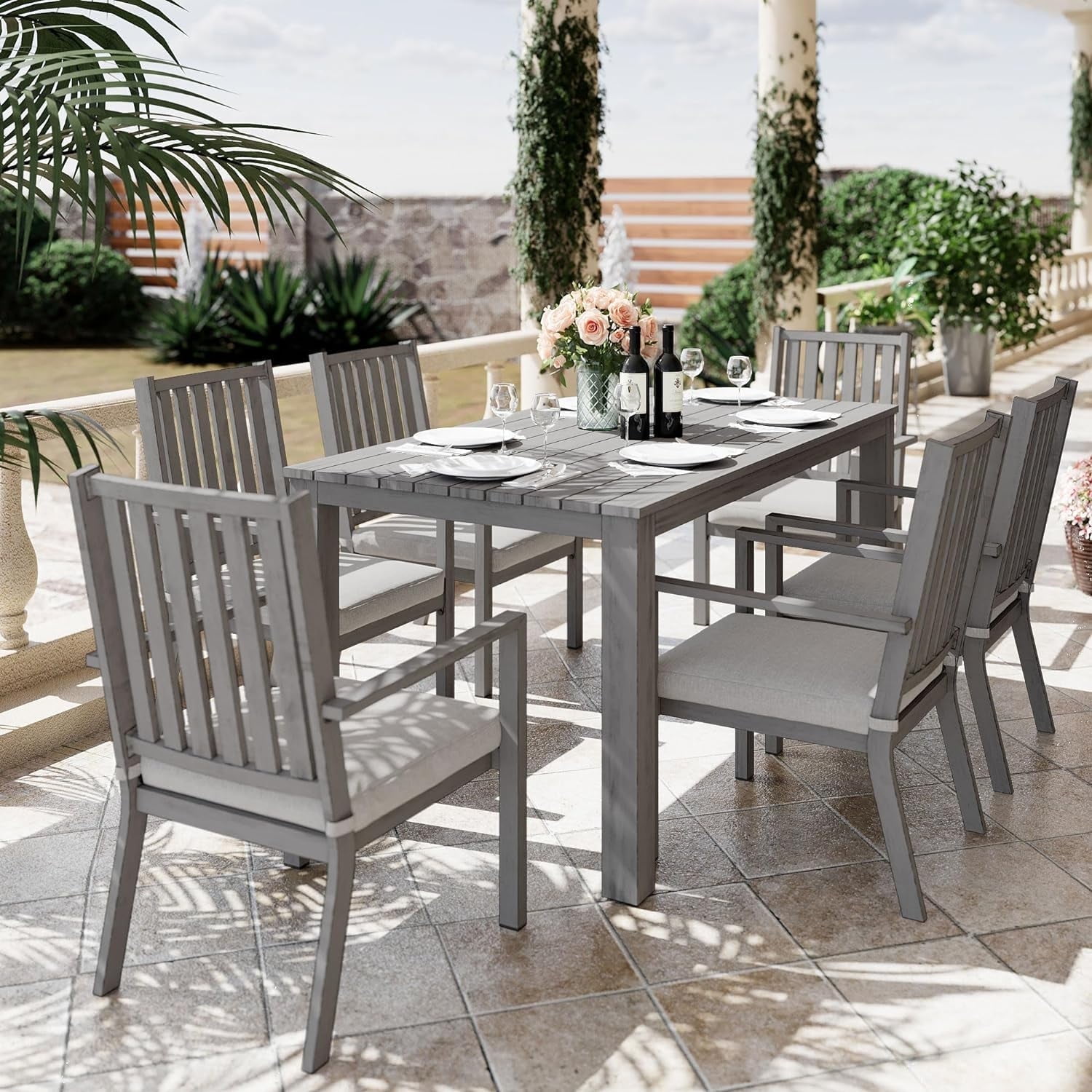 RoyalCraft 7 Pieces Patio Dining Sets, Aluminum Outdoor Dining Table ...
