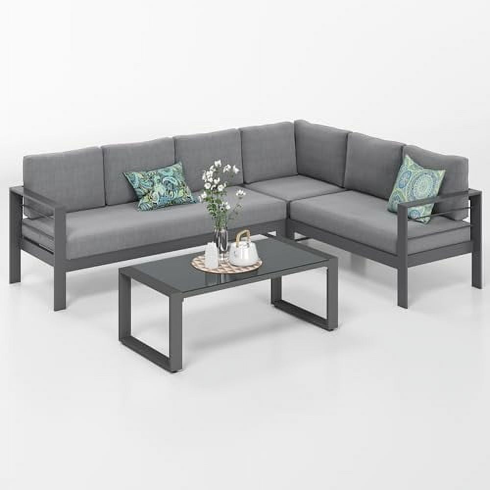 RoyalCraft Aluminum Outdoor Coffee Table, All-Weather Metal Rectangular ...