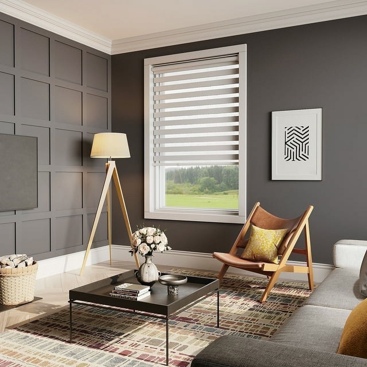 RoyalCraft Cordless Zebra Blinds, Horizontal Dual Layer Roller Window ...