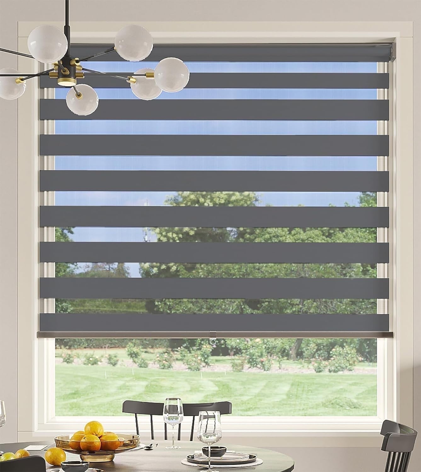 RoyalCraft Cordless Zebra Blinds Roller Shades for Indoor Windows, Free ...