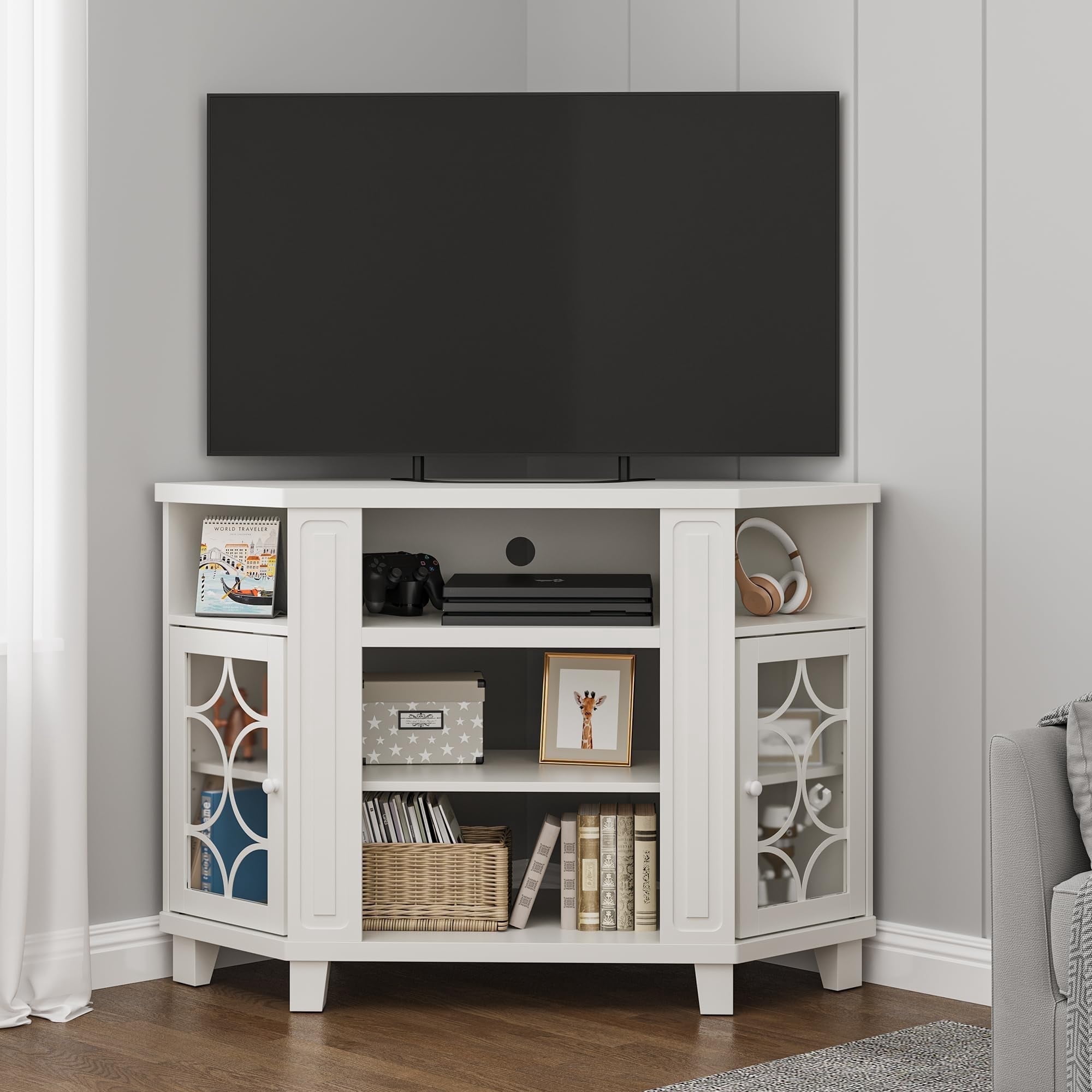 RoyalCraft Corner TV Stands for TVs up to 55'', Media Console Table ...