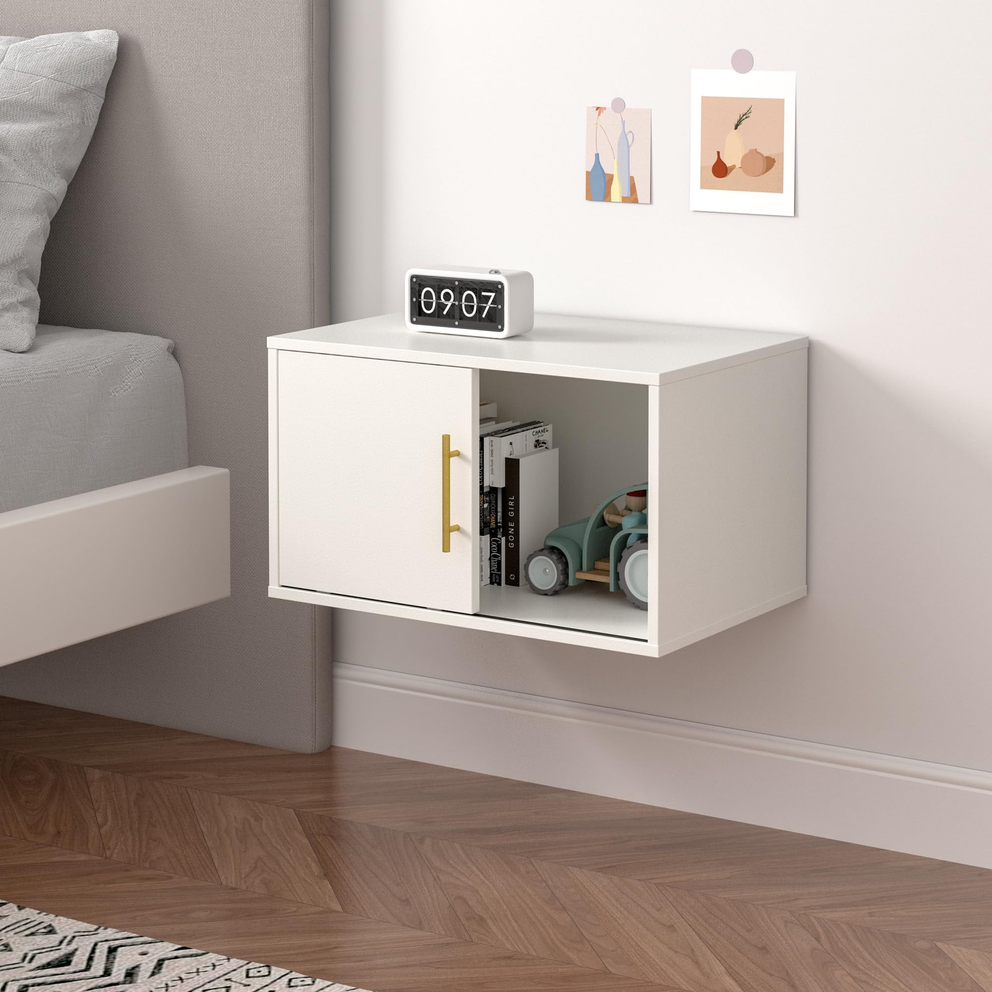 RoyalCraft Cube Storage Organizer with Sliding Door, White Stackable ...